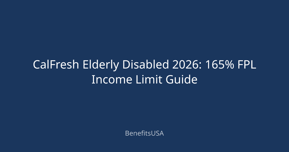 CalFresh Elderly Disabled 2026: 165% FPL Income Limit Guide ...