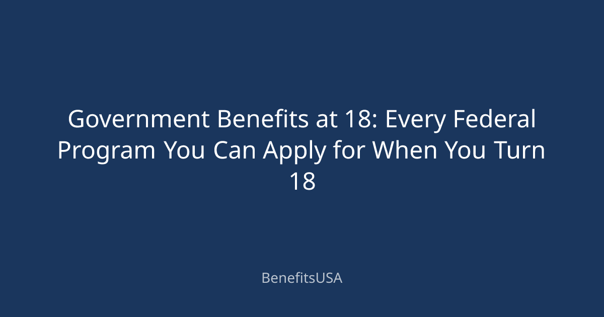 Government Benefits at 18: Every Federal Program You Can Apply for When ...